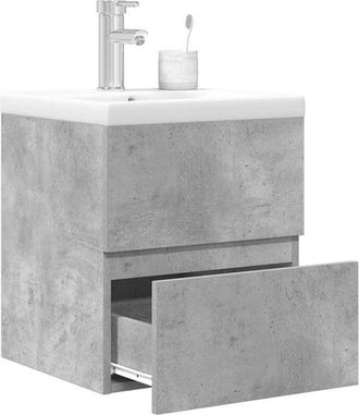 vidaXL vidaXL 2-tlg. Badm&ouml;bel-Set Betongrau Holzwerkstoff