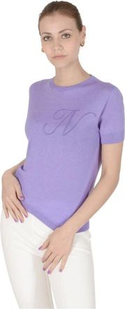 Dee Ocleppo Femme, Pulls, Violet, Taille: 42 FR ART 003 Pull &agrave; Manches Courtes et Col Rond