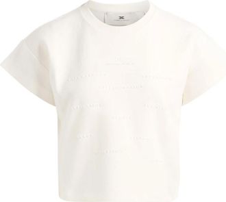 Elisabetta Franchi Femme, Tops, Blanc, Taille: 44 FR T-Shirt