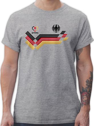 Shirtracer T-Shirt Herren - Fu&szlig;ball EM WM - Deutschland Germany Adler Schwarz Rot Gold - XL - Grau meliert - Deutschland-Trikot Fussball Shirt m&auml;nner Europameist