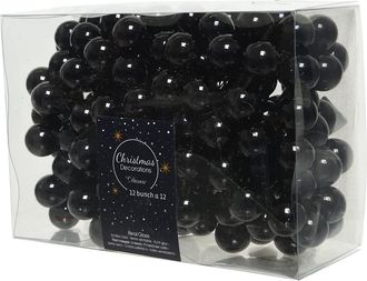 Kaemingk Weihnachtskugeln am Draht Glas 2cm x 144 St&uuml;ck Spiegelbeeren gl&auml;nzend Schwarz