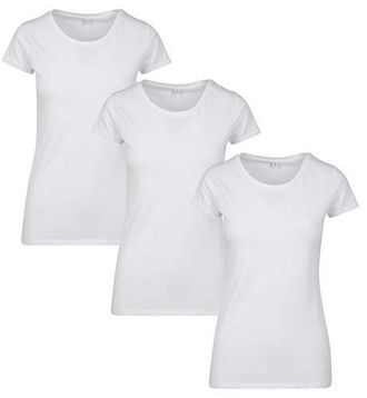 Build Your Brand Ladies Merch T-Shirt 3-Pack, Blanc (WHT/WHT/WHT 01205), XX-Large Femme