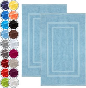 NatureMark 2er Pack Badvorleger | Premium Qualität | 100% Baumwolle | 50 x 80 cm | Duschvorleger Duschmatte Doppelpack | Farbe: Hell blau