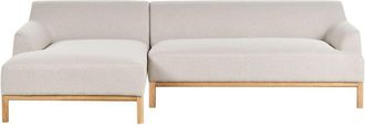 Beliani 3-Sitzer Ecksofa Hellbeige Stoffbezug mit Chaiselounge Rechts Armlehnen Niedrige Rückenlehne Tiefe Sitzfläche Hohe Holzbeine Skandi Wohnzimmer