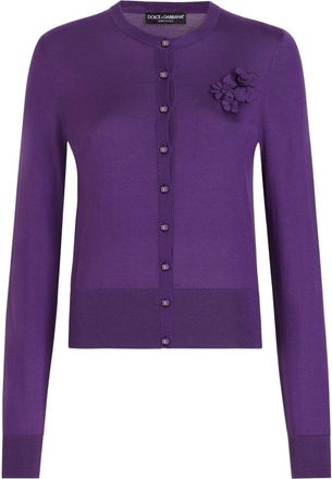 Dolce & Gabbana cardigan à appliqués fleurs - Violet