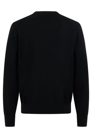 HUGO BOSS Mens Crew Neck Sweater Black Virgin Wool Sweatshirts
