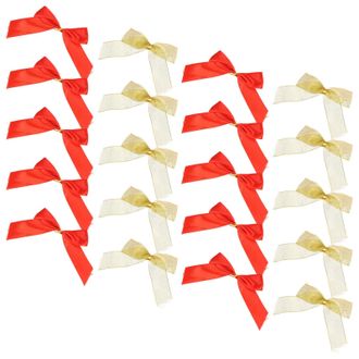 BESPORTBLE 50 St&uuml;ck Weihnachtsdeko Schleifen aus Glitzerband in Rot und Gold Kleine Weihnachtsbaumschleifen f&uuml;r Geschenkverpackung und Selbstgemacht Weihnachtsde