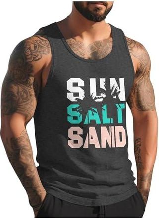 Generic Débardeurs sans manches pour homme - Débardeurs de plage pour vacances 2025 - Bases dété - Débardeur ample graphique athlétique - Chemise musculaire -