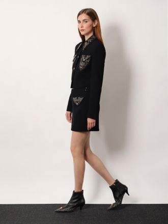 Versace Womens Virgin Wool Mini Skirt Black