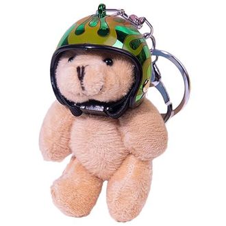 Generic Porte-clés animal rempli dours, petit porte-clés dours rembourré, ours avec chapeau de moto pendentif pour sac en peluche - Pendentif de poupée, porte