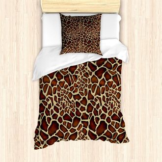 Abakuhaus Sambia Bettbezug Set, Giraffe Haut-Muster, Milbensicher Allergiker geeignet mit Kissenbez&uuml;gen, 135 cm x 200 cm - 80 x 80 cm, Redwood Blassgelb