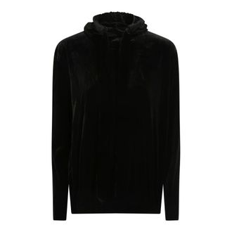 Norma Kamali Femme, Sweatshirts et sweats &agrave; capuche, Noir, Taille: 40 FR SweaT-shirt Noir avec Capuche &agrave; Cordon