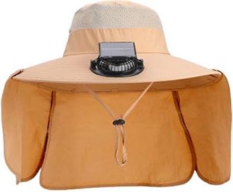Generico Chapeau de ventilateur solaire à bord large-Chapeau de refroidissement de protection solaire pour aventures en plein air, ventilateur à énergie solair