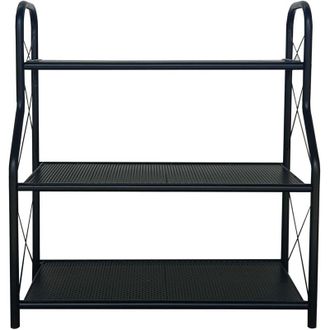 Quick Star Stabiles Metall-Blumenregal Allzweck-Standregal 68&times;30&times;77 cm, 3 Ebenen, matt schwarz, Industriedesign Pflanzenst&auml;nder Blumentreppe Outdoor