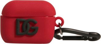 Dolce & Gabbana Unisex Red Silicone Rubber Logo Embossed Airpods Case Accessory