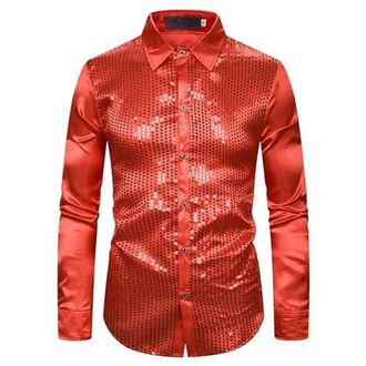 Generic Costume de carnaval allemand pour homme comme chemise de danse paillet&eacute;e avec gaufrage &agrave; chaud professionnel pour les f&ecirc;tes festives, rouge, XXL