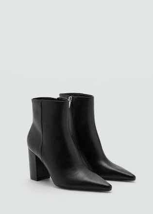 Mango Bottines pointues talon bloc noir - Femme - 35 - MANGO