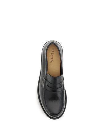 Premiata Mens Leather Loafers Black Calfskin