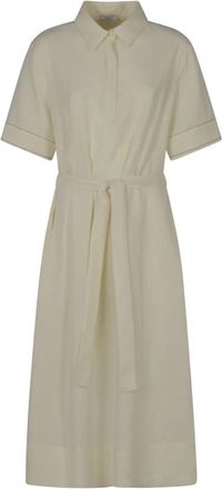 PESERICO Femme, Robes, Blanc, Taille: 44 FR Tela di lino leggera tinto pezza