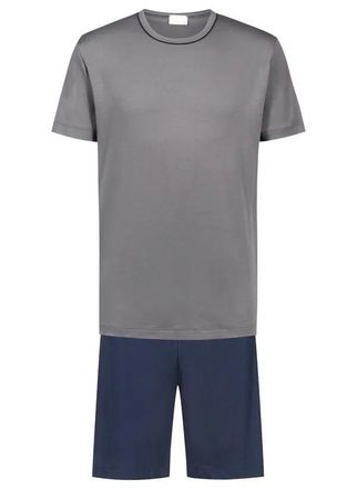 Mey Mey Herren Pyjama grau Reine Baumwolle unifarben