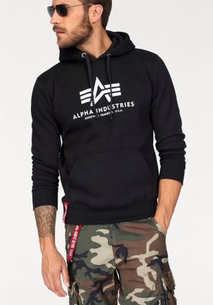 Alpha Industries Kapuzensweatshirt ALPHA INDUSTRIES Basic Hoody, Herren, Gr. XL, schwarz, angeraute Sweatware, Obermaterial: 80% Baumwolle, 20% Polyester, bedruckt, no