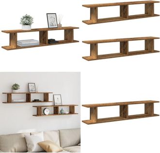 vidaXL Vidaxl - tagères murales 2 pcs vieux bois 105x18x20cm bois dingénierie