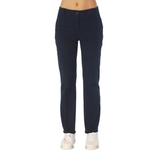 Via Masini 80 Pantalone armaturato a zampetta sfrangiato in piquet stretch - - Trousers - Damen - Blau - S