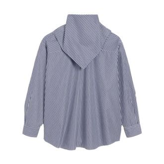 Ami Gestreiftes Bandana-Kragenhemd - - Blouses & Shirts - Damen - Blau - S