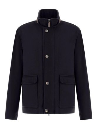 Herno veste boutonn&eacute;e &agrave; col montant - Bleu