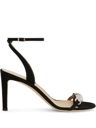 Giuseppe Zanotti sandales en daim Thais à ornements en cristal - Noir