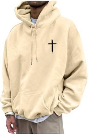 Generic Sweat à capuche graphique « God Loves You » pour homme tendance vintage pull à capuche confortable lettre Jésus Christian pull à capuche automne perso