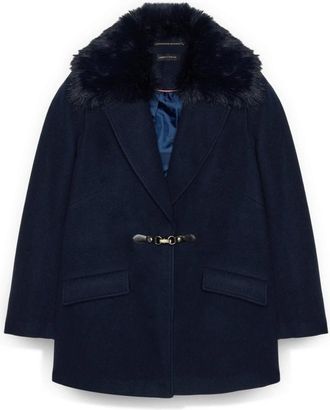 Fiorella Rubino Femme, Manteaux, Bleu, Taille: 44 FR Manteau avec col en peluche amovible