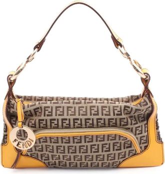 Fendi 2010-2025 Zucchino Canvas Chef Pocket Schultertasche - Braun