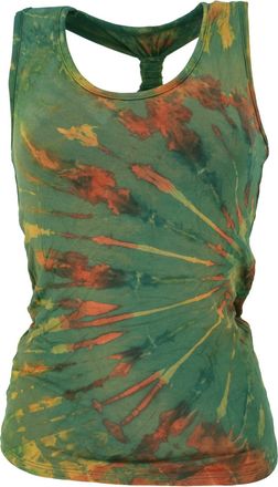 Guru Shop Batik Hippie Top, Unikat Tank Top - Olive, Damen, Synthetisch