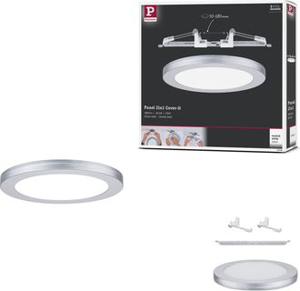 Paulmann 93098 LED Panel Einbaupanel 2in1 Cover-it 225mm rund incl. 1x16,5 W Tageslichtwei&szlig; Chrom matt Kunststoff Deckenleuchte 4000 K