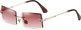 SHEEN KELLY Rectangle Lunettes de soleil sans cadre carr&eacute;es ultra-petites pour femmes Hommes R&eacute;tro Lunettes sans monture