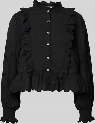 Neo Noir Langarmbluse mit Knopfleiste