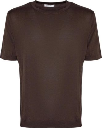 KANGRA Homme, Tops, Brun, Taille: 3XL T-shirt en maille de soie et de coton