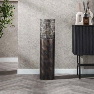 M&S Collection M&s - Lampadaire cylindre 22x90 cm en métal brun finition brulée