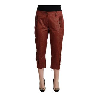 Just Cavalli Femme, Pantalons, Brun, Taille: 46 FR Lurex Mid Waist Cropped Capri Pants