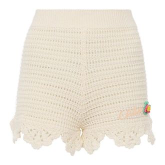 Chlo&eacute; Shorts mini en crochet avec logo taille haute - Femme - Shorts - Blanc - Taille: 40 FR