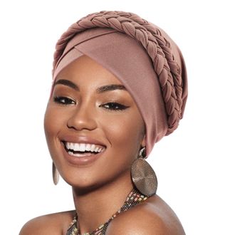 Dreshow 1 St&uuml;ck Afrikanischer Damen Turban Doppelt Geflecht Kopfbedeckung Kopft&uuml;cher Chemo Kappe Vorgebunden Beanie M&uuml;tze Kopfwickel Schlafm&uuml;tze