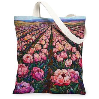 Generic Sac fourre-tout en toile de 33 x 38 cm, motif floral r&eacute;utilisable, motif floral pour femme, paysage naturel, esth&eacute;tique, d&eacute;coration cadeau