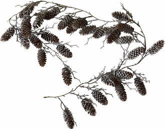 Loberon Girlande Soralaith - Schnee-Effekt - Flexibel Biegbar - Naturnahe Gestaltung - Weihnachtsdekoration - Weihnachten - Polyethylen, braun/weiß