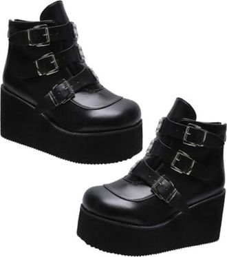 FOMIYES Bottines &agrave; Bout Rond Pour Femme Design Simple Et Confortable Et R&eacute;sistant Couleur Classique Style R&eacute;tro