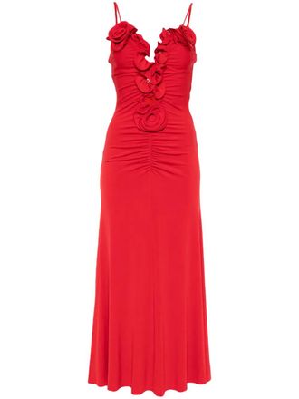 Nissa Midikleid mit Blumenapplikation - Rot