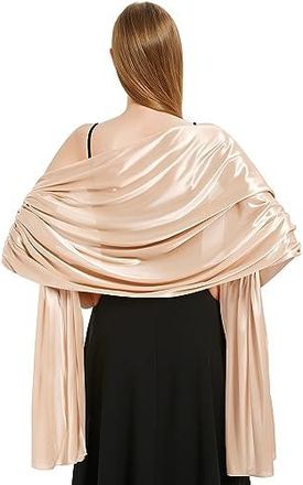 Heekpek Satin Foulard Chale Femme Mariage Echarpes pour Robe de Soir&eacute;e &Eacute;l&eacute;gant Chic Etole Femme pour Soir&eacute;e C&eacute;r&eacute;monies F&ecirc;tes Mariage, Champagne, Taille unique