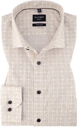 Olymp Herren Hemd beige gemustert Slim Fit