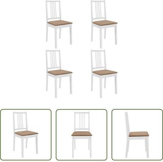 vidaXL vidaXL Polsterst&uuml;hle - Esszimmerst&uuml;hle mit Polstern 4 Stk. Wei&szlig; Massivholz