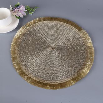 Railonch 6er Set Platzsets Rund Tischsets Abwaschbar Hitzebeständig Platzdeckchen Gewebt Platzsets für Küche, Party, Hochzeit (Gold)